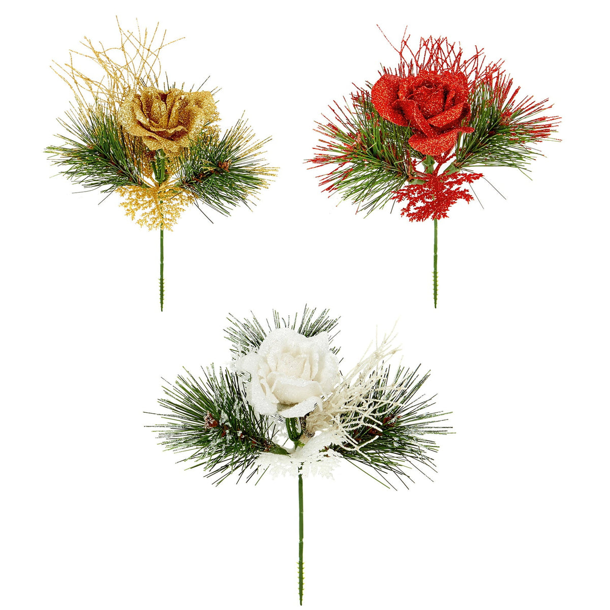 Premier AC199310 Glitter Rose Pick 20cm - Assorted Colours | Buy Flower ...